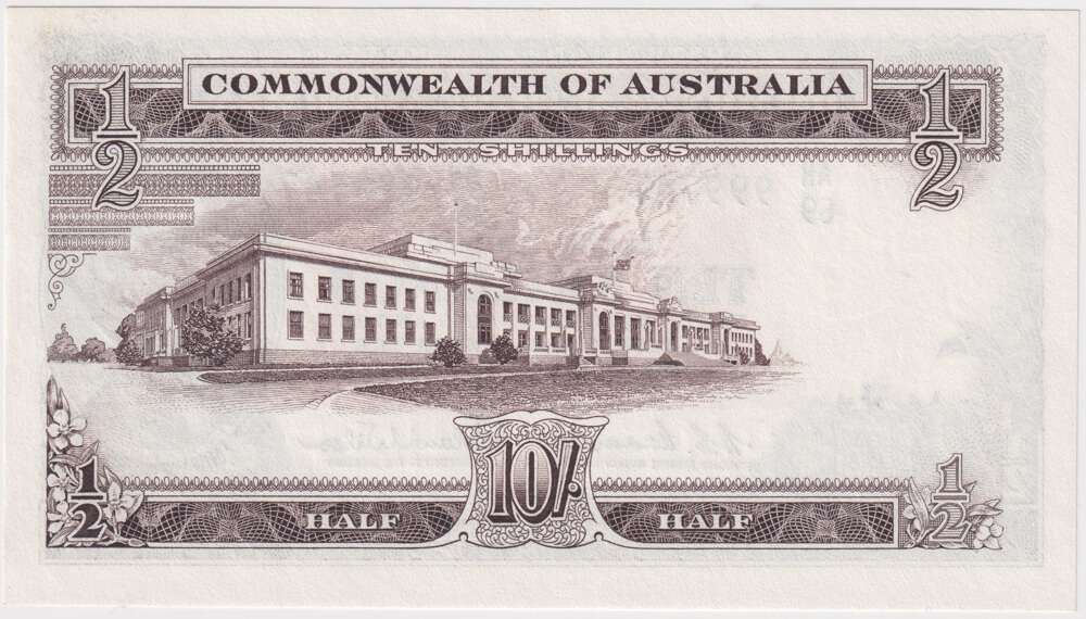 1961 10/- AH/69 Ex RBA Archive Last Prefix Unc | Sterling & Currency