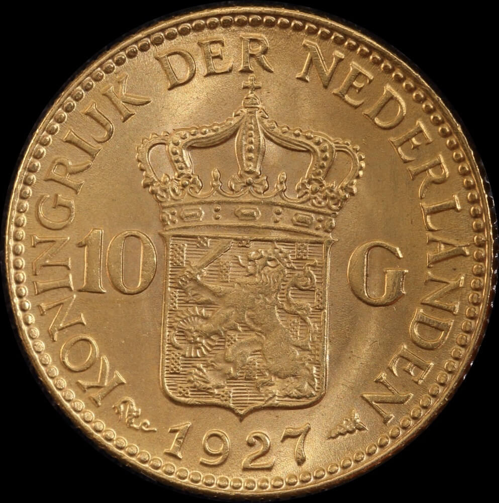 Netherlands 1927 Gold 10 Guilders Unc | Sterling & Currency