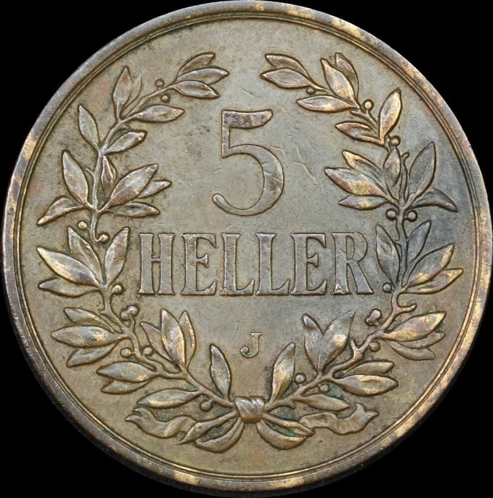German East Africa 1908-J 5 Heller Good VF | Sterling & Currency