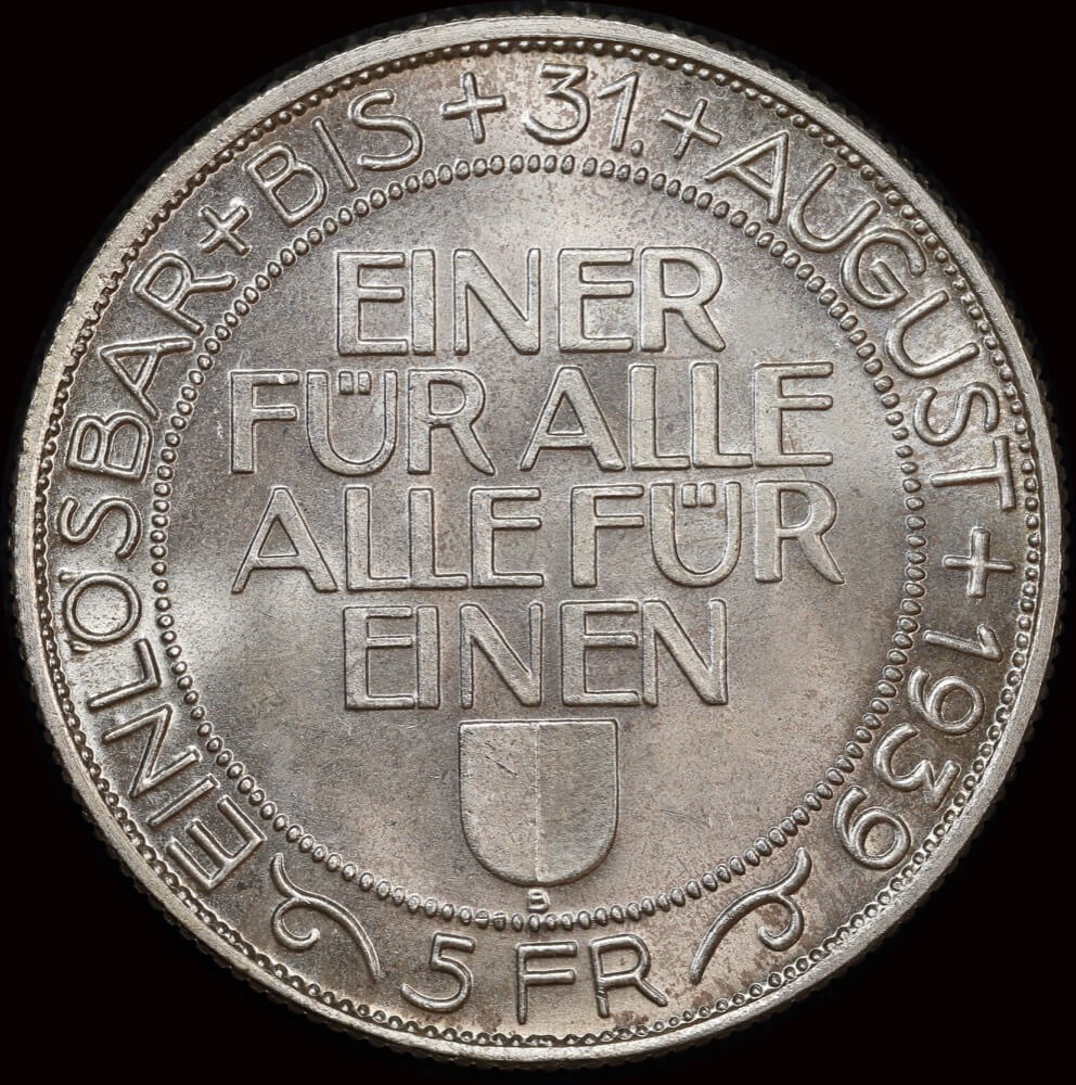 Switzerland 1939 Silver Shooting Thaler Ch Unc | Sterling & Currency