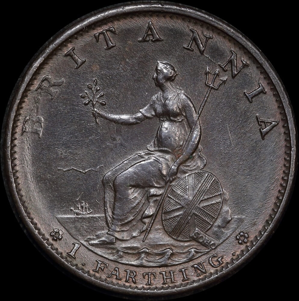 1799 Copper Farthing George III S#3779 Unc | Sterling & Currency