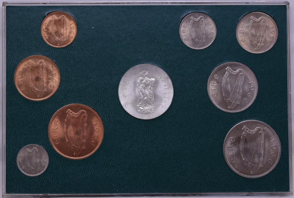 Ireland, Republic 1966 Unc Mint Coin Set KM# | Sterling & Currency
