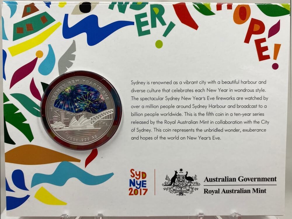 2018 Silver $1 Coloured Unc Coin New Year's Eve | Sterling & Currency