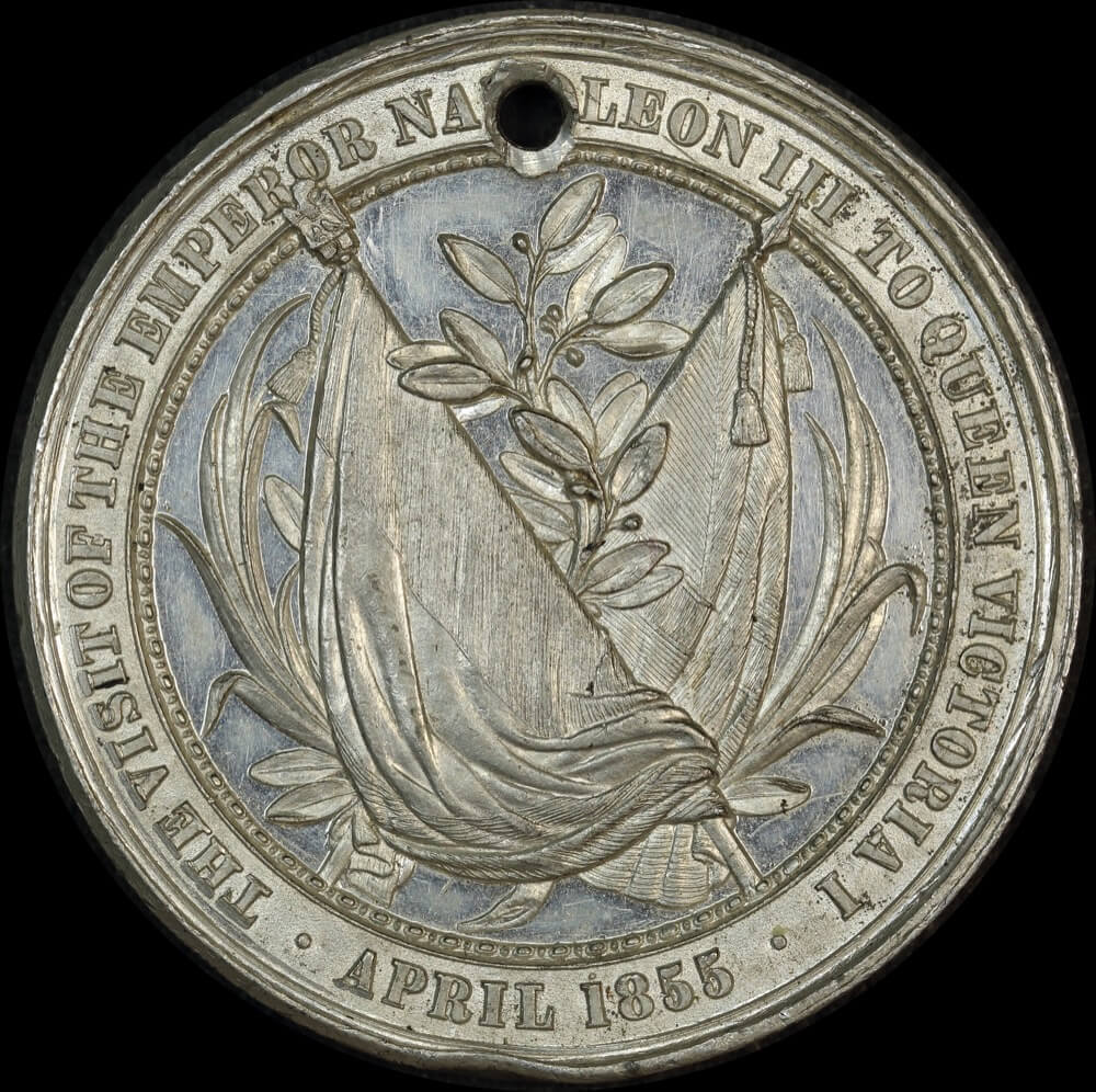 White Metal Medal 1855 Napoleon III Visit GEF | Sterling & Currency