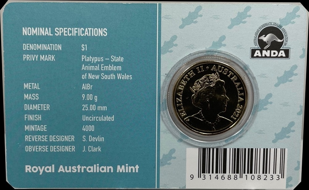 One Dollar In Card 2021 Sydney Platypus | Sterling & Currency