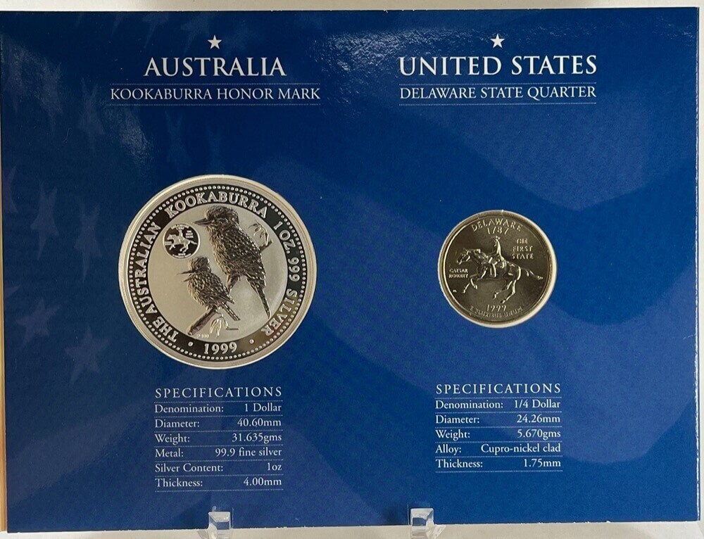 1999 Silver 1oz Kookaburra coin Privy Delaware | Sterling & Currency