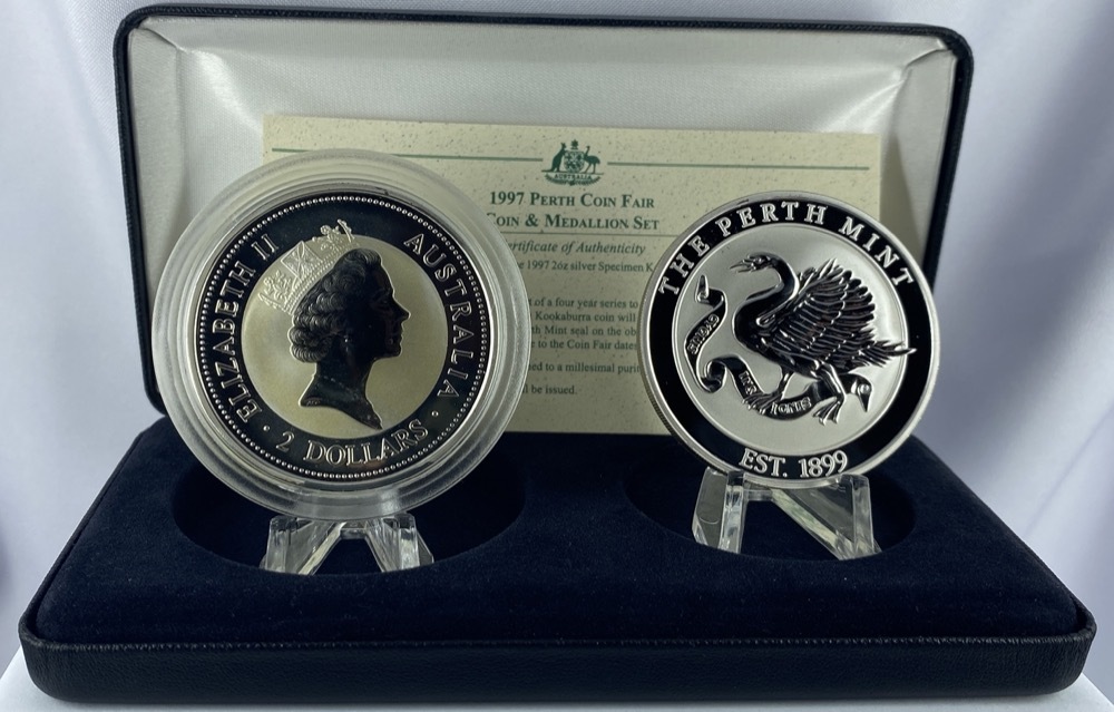 1997 Silver 2oz Unc Coin And Medal Set Perth | Sterling & Currency
