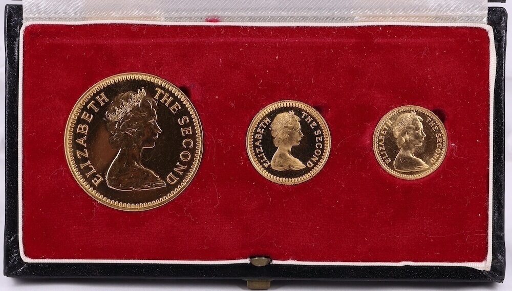 Rhodesia 1966 Gold Proof 3 Coin Set in Case | Sterling & Currency