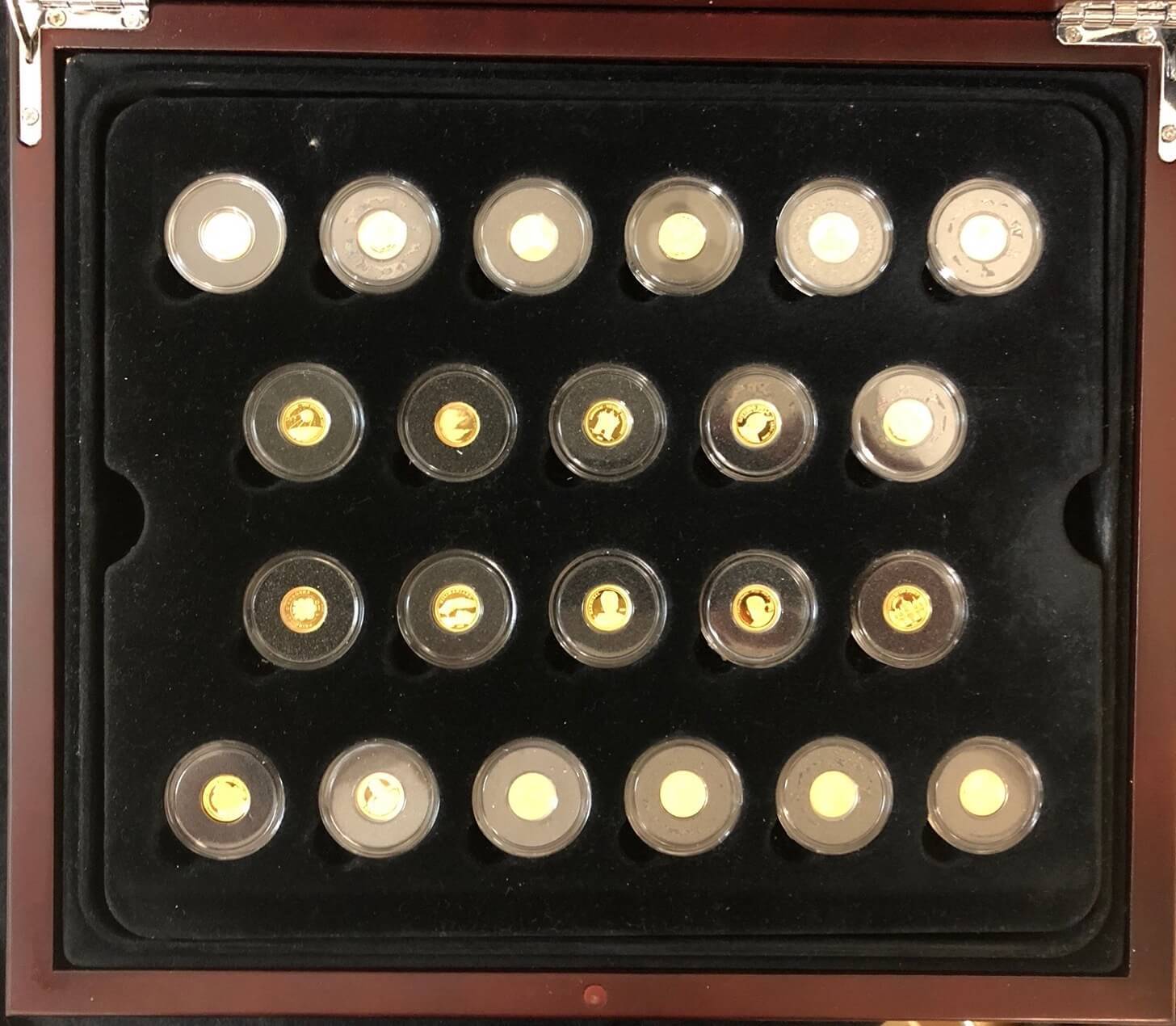 Series of 44 of the "Smallest Gold Coins in the | Sterling & Currency