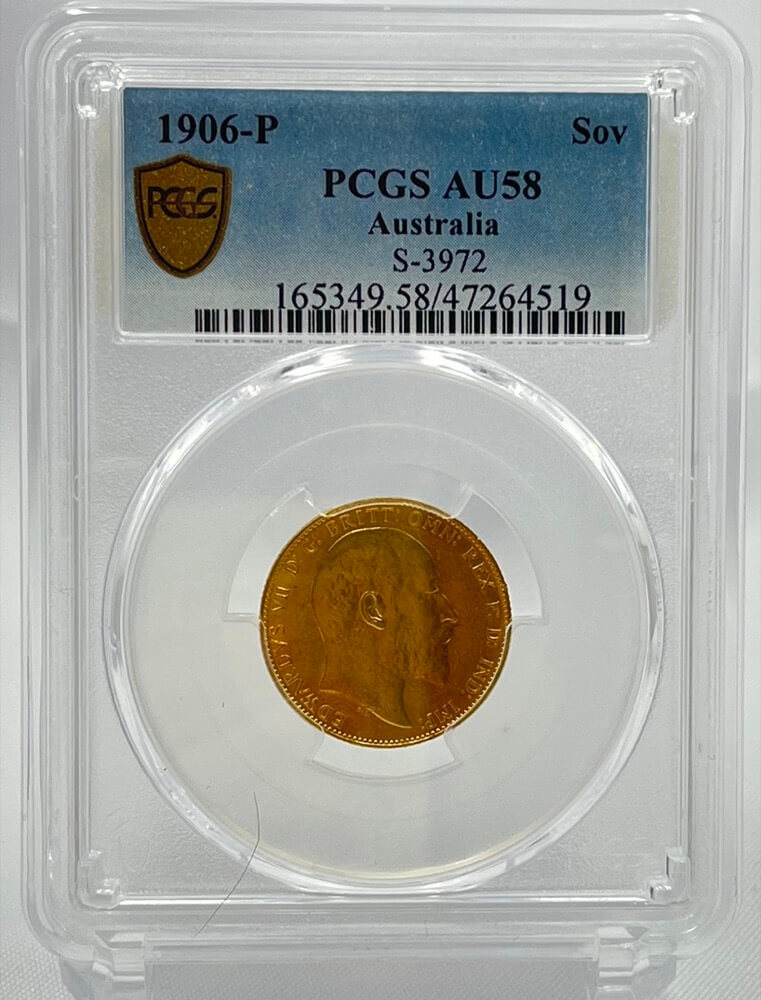 1906 Perth Edward VII Sovereign PCGS AU58 | Sterling & Currency