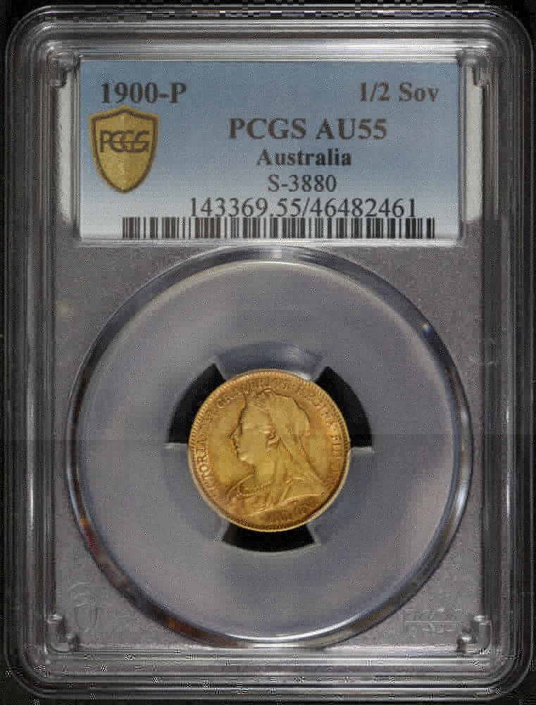 1900 Perth Veiled Head Half Sovereign PCGS AU55 | Sterling & Currency