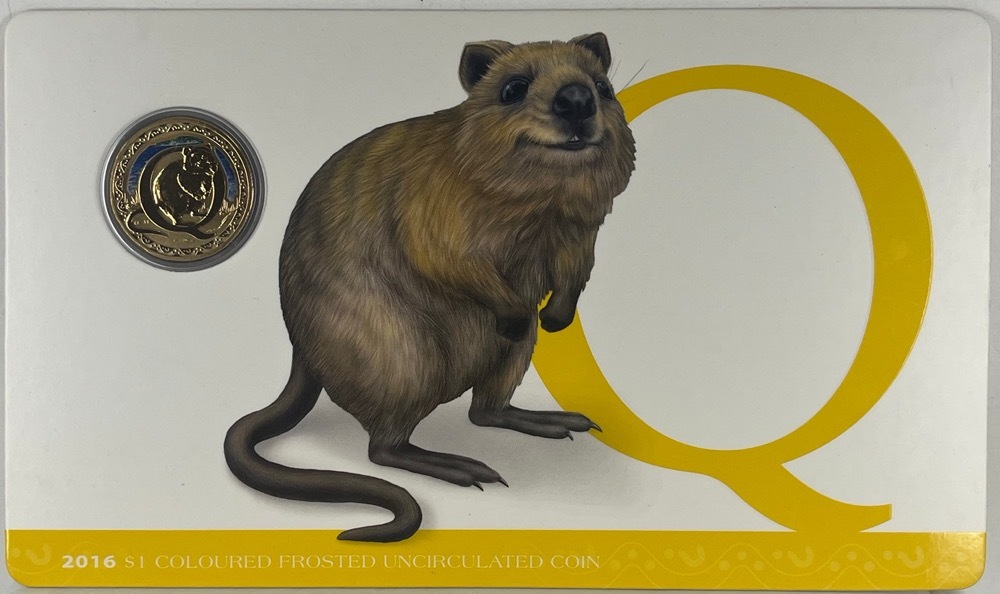 2016 Carded 1 Dollar Unc Coin Q for Quokka | Sterling & Currency