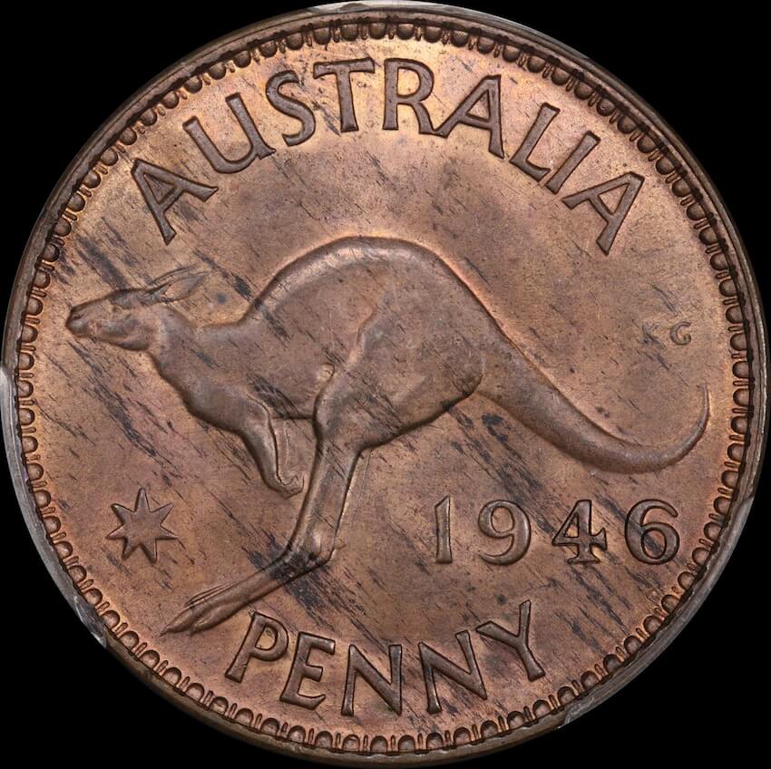 1946 Penny The 3rd Rarest Australian Penny Sterling Currency 1946 Penny The 3rd Rarest Australian Penny Sterling Currency